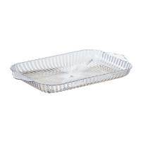 China Square Transparent Gold PET Plastic Fruit Tray Luxury Living Room Snacks & Coffee Table Candy Tray for Kitchen Use for sale
