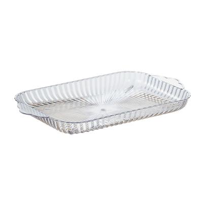 China Square Transparent Gold PET Plastic Fruit Tray Luxury Living Room Snacks & Coffee Table Candy Tray for Kitchen Use for sale