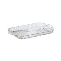 China Square Transparent Gold PET Plastic Fruit Tray Luxury Living Room Snacks & Coffee Table Candy Tray for Kitchen Use for sale