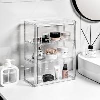 China Wholesale Cosmetic Storage Box Desktop Storage Dustproof Lipstick Mask Skin Care Display Rack Transparent Storage Box for sale