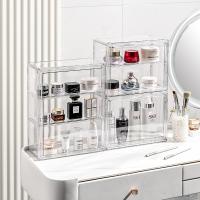 China Wholesale Cosmetic Storage Box Desktop Storage Dustproof Lipstick Mask Skin Care Display Rack Transparent Storage Box for sale