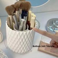 China Ins Style Multi-Functional Desktop Organizer Rotating Makeup Brush Storage Tube Plastic Eyeshadow Brush Holder for Vanity Table for sale