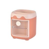 China Factory Custom Cute Cartoon Pen Holder with Drawer Creative Student Office Stationery Storage Box Space Saving Desk Organizer for sale