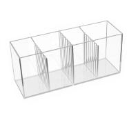 China High Quality Acrylic 4 Compartments Pencil Cup Stationery Organizer Makeup Brush Storage Box for Home Office for sale