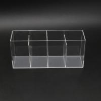 China High Quality Acrylic 4 Compartments Pencil Cup Stationery Organizer Makeup Brush Storage Box for Home Office for sale