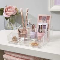 China Multifunctional Acrylic Makeup Storage Box Four Cell Holder Brushes Eyeshadow Trays Beauty Supplies Plastic Magnetic Card for sale