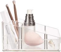 China Multifunctional Acrylic Makeup Storage Box Four Cell Holder Brushes Eyeshadow Trays Beauty Supplies Plastic Magnetic Card for sale