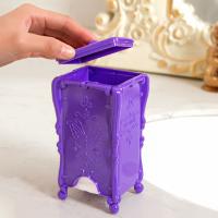 China Retro Style Acrylic Plastic Mascara Pad Organizer Vertical Makeup Remover Pad Dustproof Removable Box with Lid for sale
