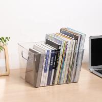 China Factory Wholesale Transparent Rectangle Plastic Storage Box Students Book Rack Basket Sundries Organizer for sale