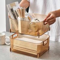 China Wholesale Transparent Desktop Sundries Organizer Light Luxury Skin Care Mask Storage Box Cosmetic Storage Box for sale