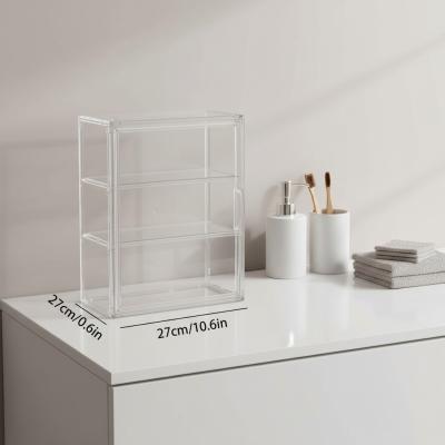 China Factory Wholesale Dustproof Desktop Organizer Transparent Multi-layer Cosmetic Storage Box for Lipstick Skin Care for sale