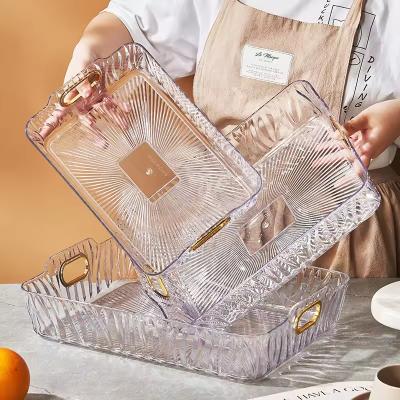 China Wholesale Clear Acrylic Organizer Tray Durable Transparent Storage for Kitchen Living Room Fruit Snack Vanity Organization for sale