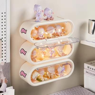 China Stylish LED Lit Wall Mounted Blind Box Case Magnetic Transparent Storage Stackable Design Collectible Toys Living Room Bedroom for sale