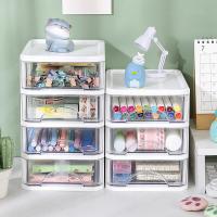 China Wholesale Modern Transparent Desktop Cosmetics Jewelry Storage Box Drawer Type Stationery Rack for Office Student for sale