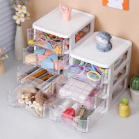 China Wholesale Modern Transparent Desktop Cosmetics Jewelry Storage Box Drawer Type Stationery Rack for Office Student for sale
