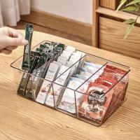 China Modern Plastic Home Desktop Cosmetic Storage Box Transparent Four Compartments Sustainable Organizer Coffee Capsule Storage for sale