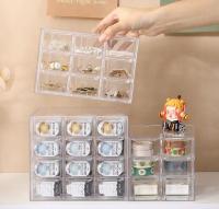 China Factory Wholesale Multi-Layer Plastic Organize Box Dust-Proof Partition Jewelry Display Rack Desktop Storage Box for sale