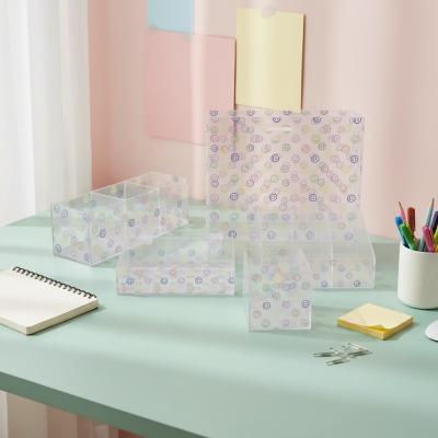 China Custom Acrylic Smiley Face Office Organizer Creative Color Desktop Storage Pen and Document Holder for Living Room for sale