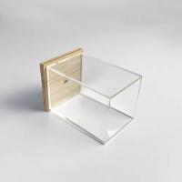 China Custom Acrylic Pen Holder with Bamboo Design Magnetic Card Slot Creative Square Stationery Organizer for Office Desk for sale
