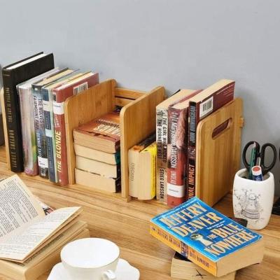 China Simple Student Book Storage Shelf Office Desk Bookshelf Home Bamboo File Organizer for sale