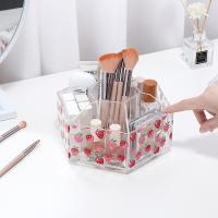China Large Capacity Light Luxury Cartoon Acrylic Cosmetics Pens Rotary Rack Transparent Storage Box for Home Office Desktop for sale
