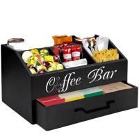 China Premium Custom Wood Eco Friendly Durable Coffee Station Organizer for Office Break Room Countertop for sale