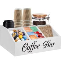 China Premium Custom Wood Eco Friendly Durable Coffee Station Organizer for Office Break Room Countertop for sale