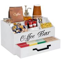 China Premium Custom Wood Eco Friendly Durable Coffee Station Organizer for Office Break Room Countertop for sale