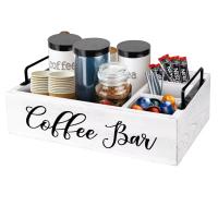 China Premium Custom Wood Eco Friendly Durable Coffee Station Organizer for Office Break Room Countertop for sale