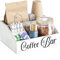 China Premium Custom Wood Eco Friendly Durable Coffee Station Organizer for Office Break Room Countertop for sale