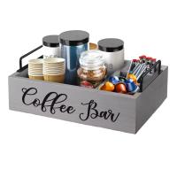 China Premium Custom Wood Eco Friendly Durable Coffee Station Organizer for Office Break Room Countertop for sale