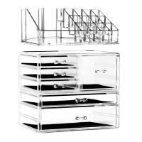 China Clear Beauty Organizers Cosmetic Makeup Jewelry Accessories Storage Box with Drawers for Home for sale