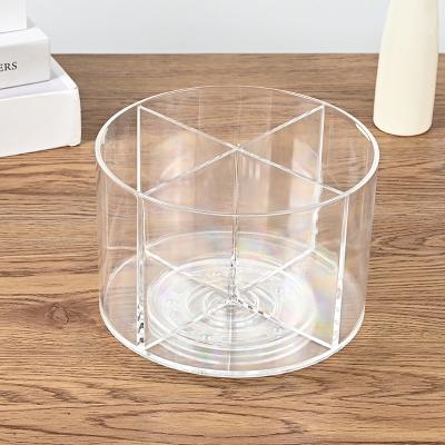 China Transparent Acrylic Pencil Pen Holder 4 Slots 360° Degree Rotating Desk Organizers Desktop Storage Rack for sale