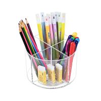 China Transparent Acrylic Pencil Pen Holder 4 Slots 360° Degree Rotating Desk Organizers Desktop Storage Rack for sale