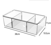 China Transparent Cosmetics Storage Box PET Jewelry Desktop Large-capacity Three-compartment Mask Storage Box for sale