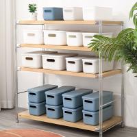 China Bedroom Sewing Storage Basket Household Living Room Snack Storage Box High Narrow Type with Cover Desktop Cosmetics Storage Box for sale