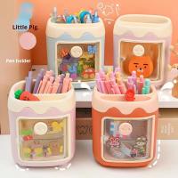 China Factory Wholesale Creative Cute Pig Multi-functional Plastic Pen Holder and Storage Box Stationery for Students for sale