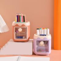 China Factory Wholesale Creative Cute Pig Multi-functional Plastic Pen Holder and Storage Box Stationery for Students for sale