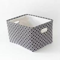 China Manufacturer Direct Sales Durable Large Capacity Canvas Fabric Foldable Sewn Edge Metal Handle Storage Box for sale