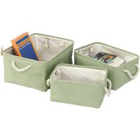 China Factory Custom Eco-Friendly Linen Fabric Storage Baskets New Foldable Design Storage Basket for Home Organization for sale