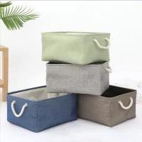 China Factory Custom Eco-Friendly Linen Fabric Storage Baskets New Foldable Design Storage Basket for Home Organization for sale