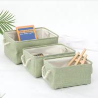 China Factory Custom Eco-Friendly Linen Fabric Storage Baskets New Foldable Design Storage Basket for Home Organization for sale