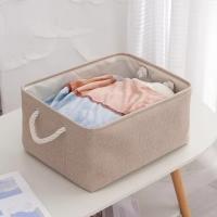 China Factory Custom Eco-Friendly Linen Fabric Storage Baskets New Foldable Design Storage Basket for Home Organization for sale