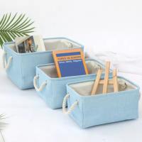 China Factory Custom Eco-Friendly Linen Fabric Storage Baskets New Foldable Design Storage Basket for Home Organization for sale
