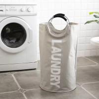 China Wholesale Large Capacity Oxford Fabric Laundry Hamper Collapsible Clothes Basket with Aluminum Ring Handle for sale