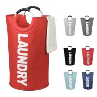 China Wholesale Large Capacity Oxford Fabric Laundry Hamper Collapsible Clothes Basket with Aluminum Ring Handle for sale