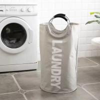 China Hot Sale Bedroom Household Foldable Dirty Clothes Basket Large Capacity  Oxford Cloth Storage Basket with Aluminum Ring Handle for sale