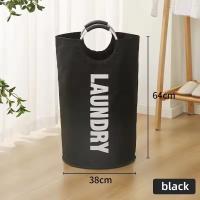 China Hot Sale Bedroom Household Foldable Dirty Clothes Basket Large Capacity  Oxford Cloth Storage Basket with Aluminum Ring Handle for sale