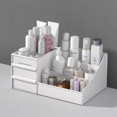 China Plastic Storage Shelf Decoration Cosmetics Skin Care Dressing Makeup Drawer Desktop Storage Box for sale