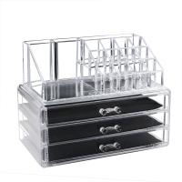 China Transparent Acrylic 3-Layer Makeup Storage Box with Desktop Display for Top Makeup Skin Care Cosmetics and Magnetic Card Use for sale